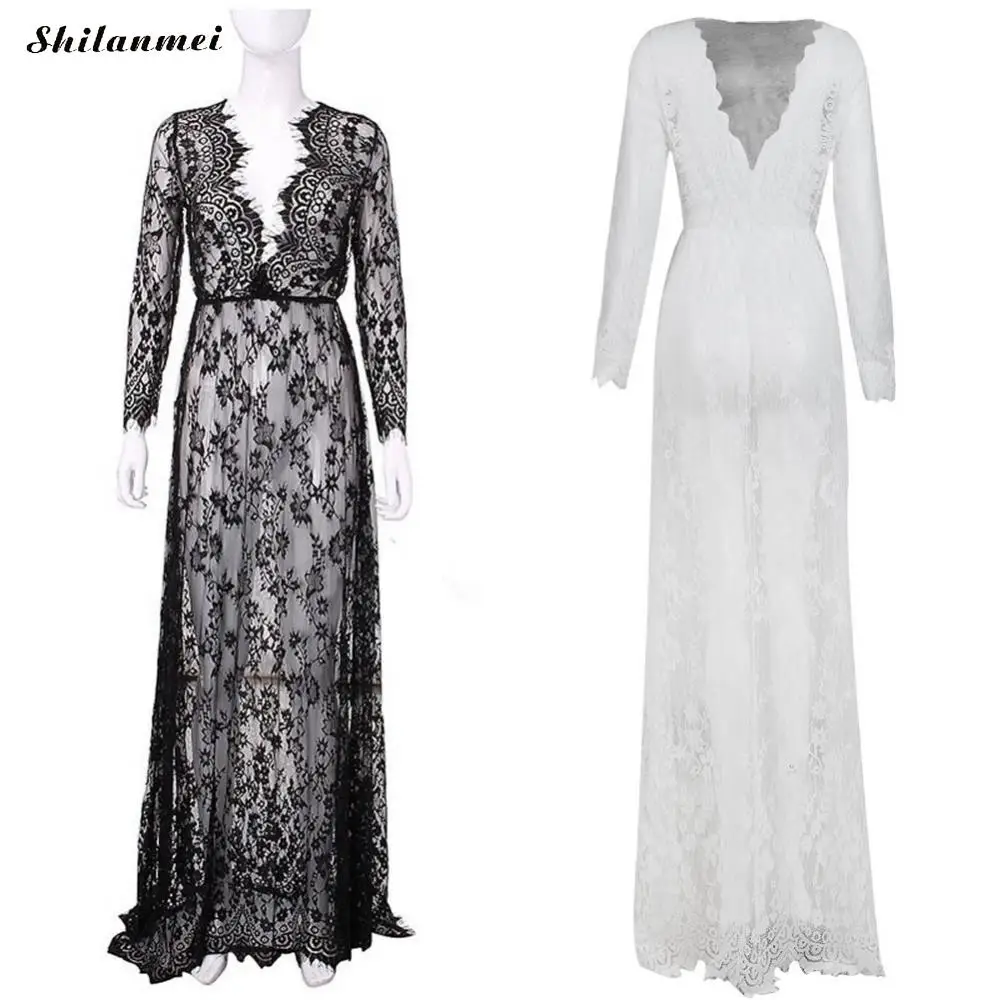 White Lace See Through Women Summer Dress 2018 New Embroidered Floral ...