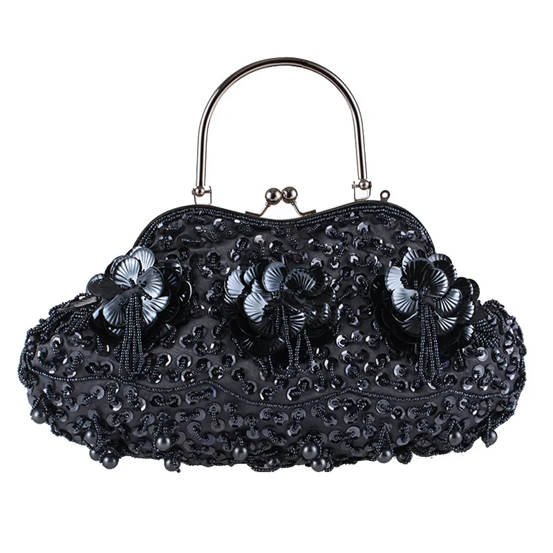 Vintage Sequined Flowers Evening Totes Minaudiere Bag Small Handicraft ...