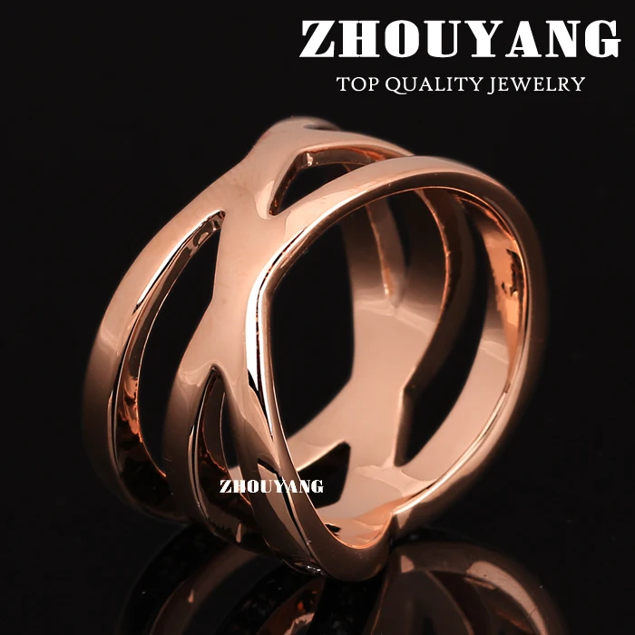 ZHOUYANG одежда высшего качества ZYR244 модный дизайн розовое золото цвет кольцо Австрийские ...