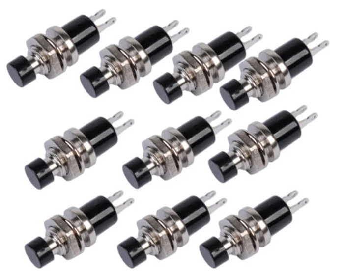 10Pcs Black Mini Miniature Momentary On/Off Lockless Micro Push Button ...