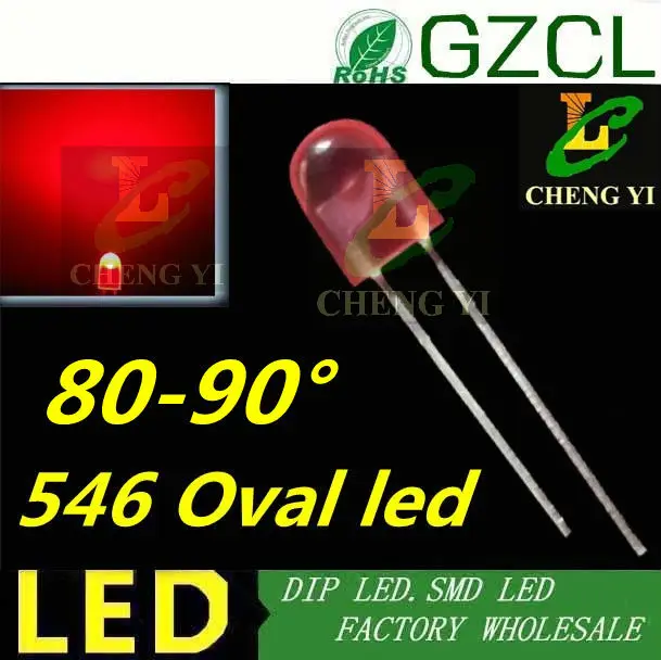 20mA RED oval 5mm led diffused 1500 2000mcd 546 led diode 620 625nm DIP ...