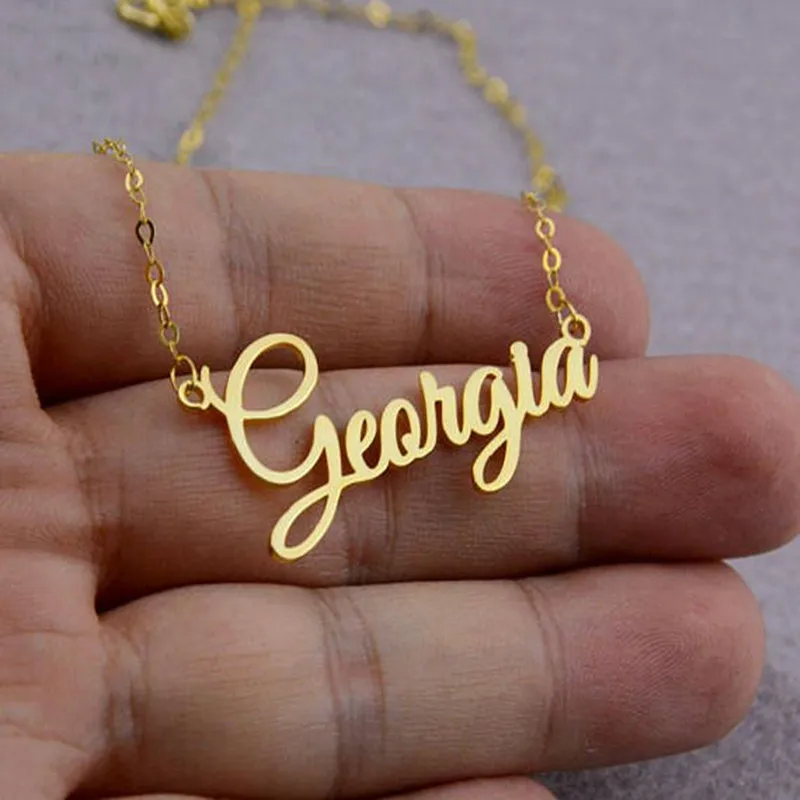2018 Stainless Steel Chain Custom Any Font Necklace Personalized Gold