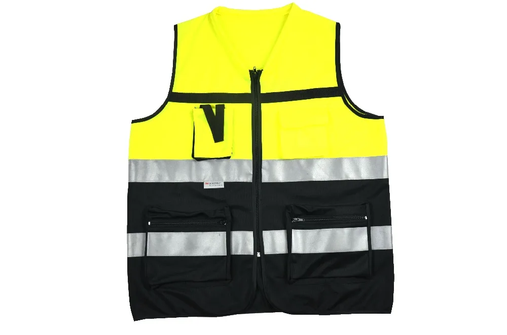 Yellow Black Work Clothes Reflective Safety Vest Chaleco Reflectante Gilet Jaune Securite 3m