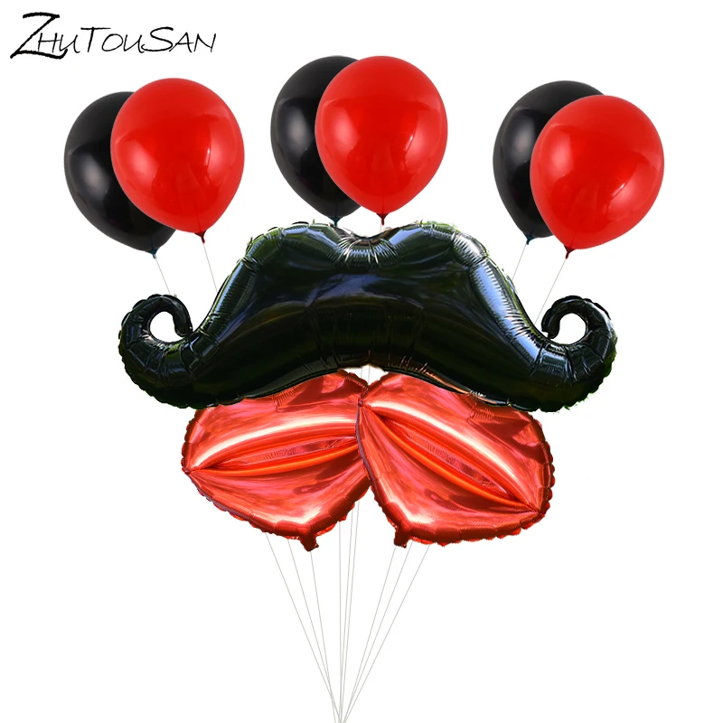48*108cm Large Black Mustache Lip Shape Foil Balloons Baby Birthday ...