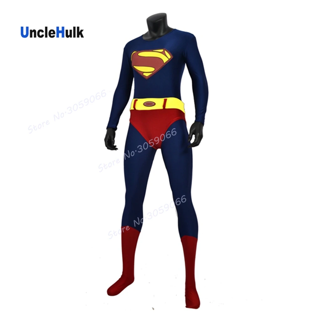 High Quality Superman Costume Printed Spandex Lycra Costume With Rubber Chest Logo Normal