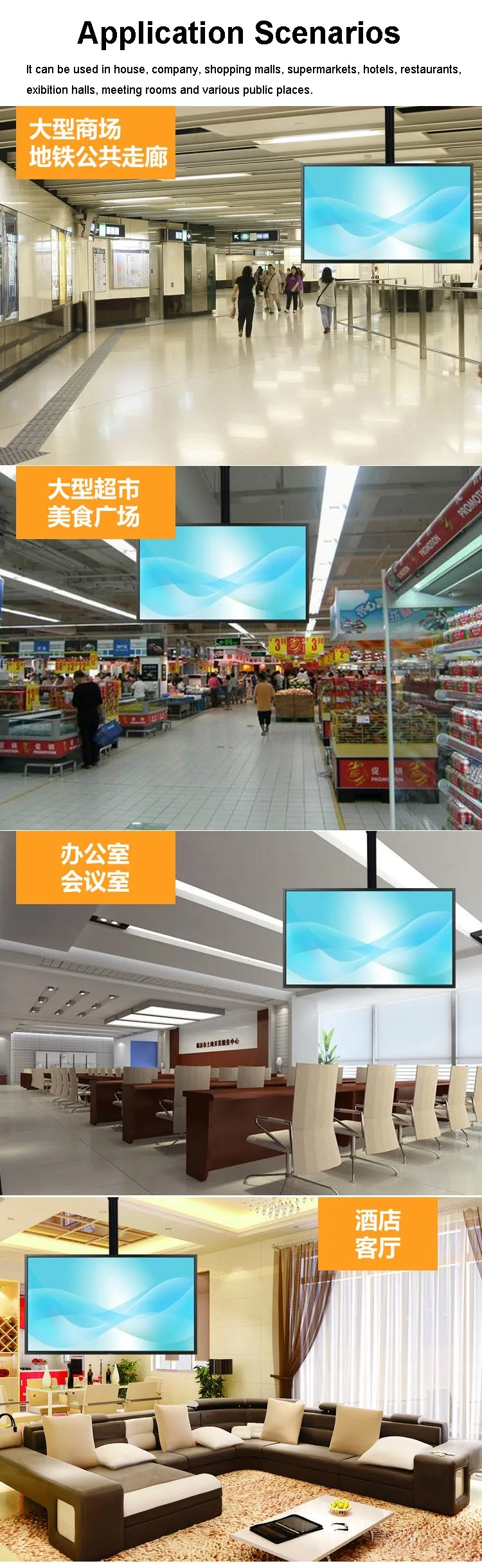 Ceiling TV Mount 360 Degree Full Motion Free Lifting LCD LED Monitor ...