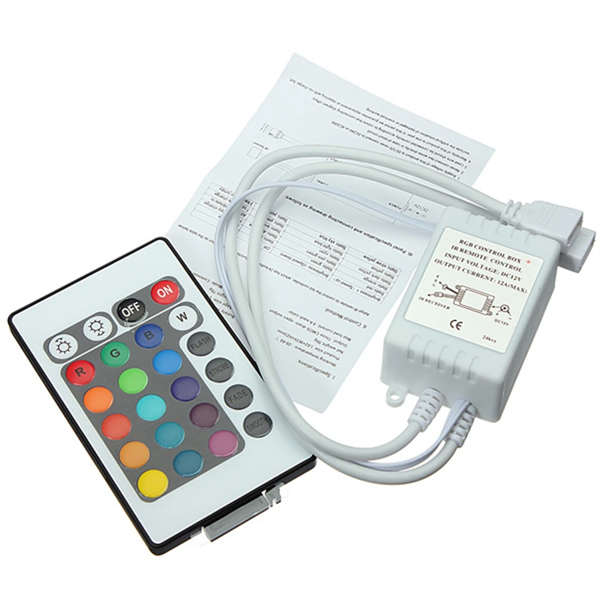 Jiguoor 24 Keys RGB IR/Mini Remote RGB Controller DC12V Controller for ...