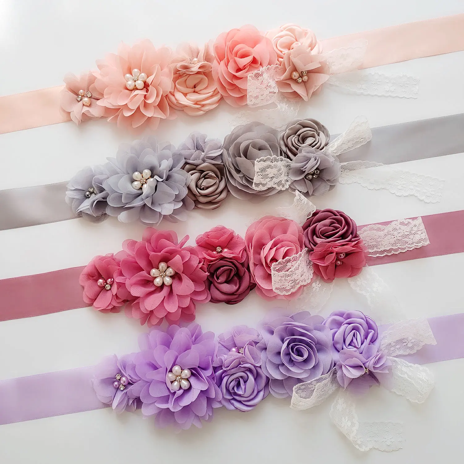 Girls PINK belt ribbon flowers Sashes dress is not included,flower girl ...