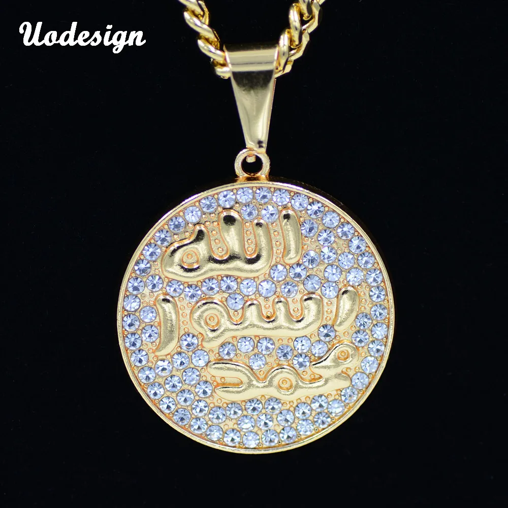 Uodesign New Punk Gold Chain Geometric Round Allah Necklaces Pendant ...
