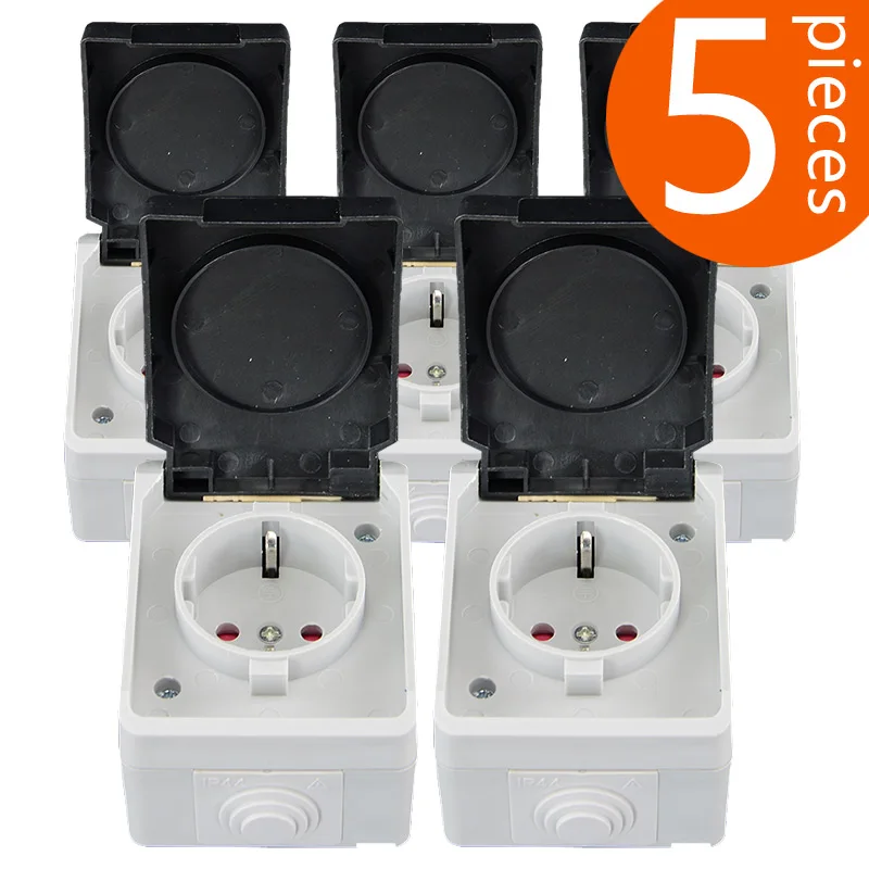 5 Pieces European standard power outlet IP44 level waterproof and ...