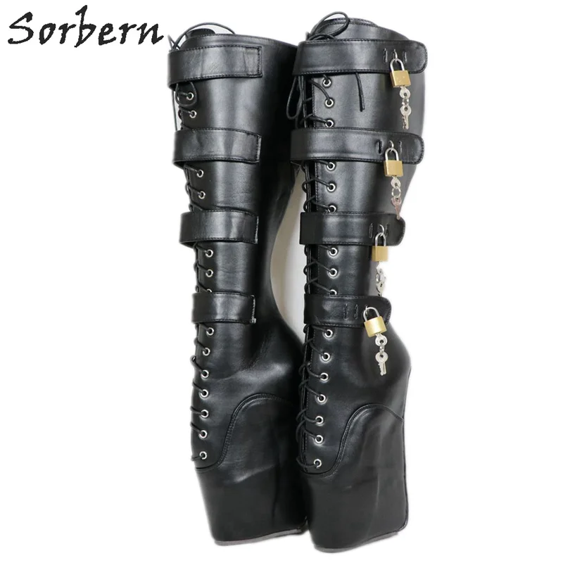 Sorbern Knee High Lockable Boots Unisex Lace Up Autumn Fall Boots Women ...