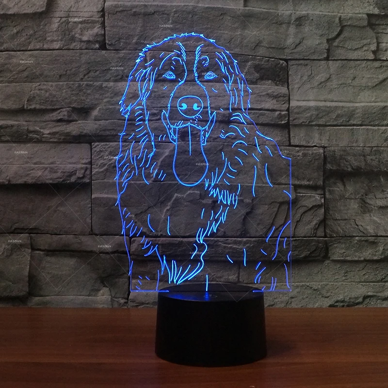 LED night lights Golden Retriever 7 Changing Colors 3d presents for dog ...