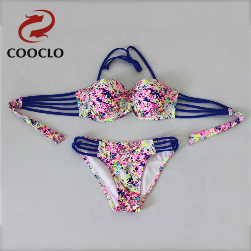 Cooclo 2016 Sey Women Bikini New Sexy Lady Print Bikini Set Push Up