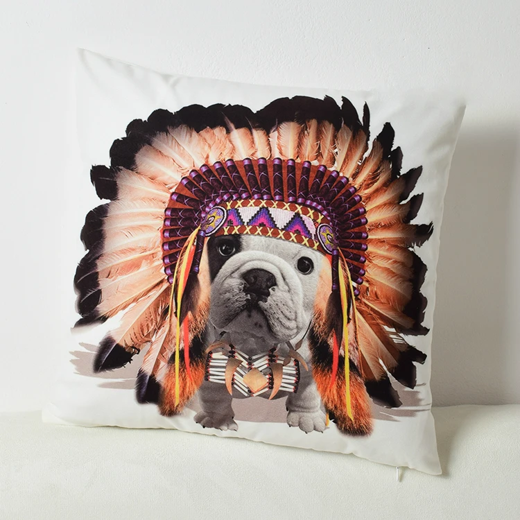 Funny Novelty Indian Bulldog Cushion Cover Velvet Throw Pillow Case ...