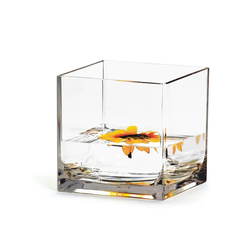 flower square vase acrylic cube vase flower pot, flower vase clear cube ...