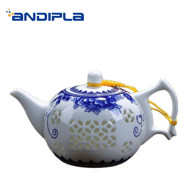 Bule de porcelana azul e branca estilo chinês 230ml, utensílio para ...