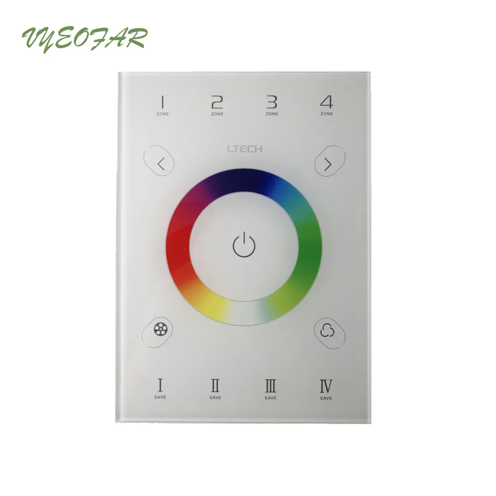 Ltech Ux7 Led Rgb Controller 24ghz Rf Remote Wireless Dmx512 4 Zone Glass Touch Panel