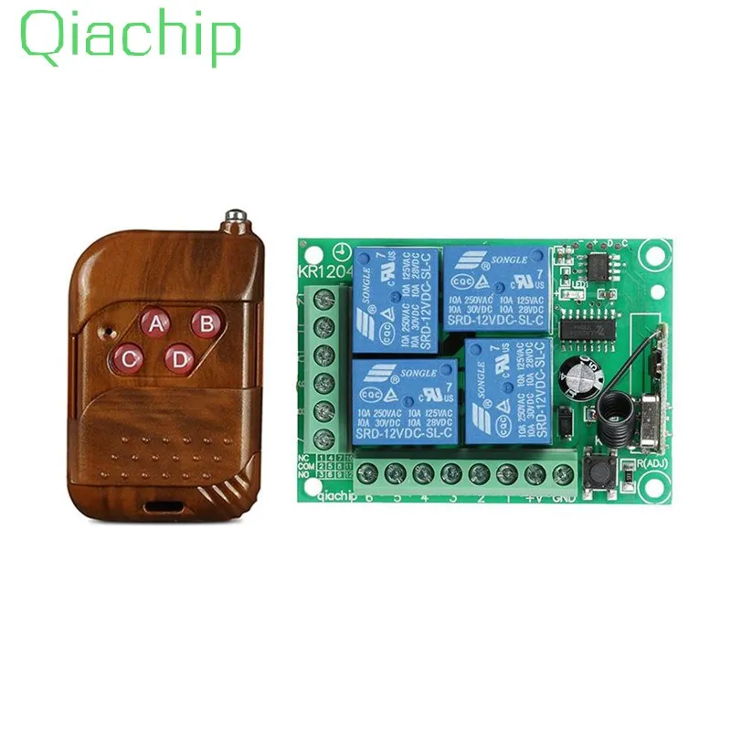 433 Mhz Interruptor de Controle Remoto DC 12 V 4CH Sem Fio Universal ...
