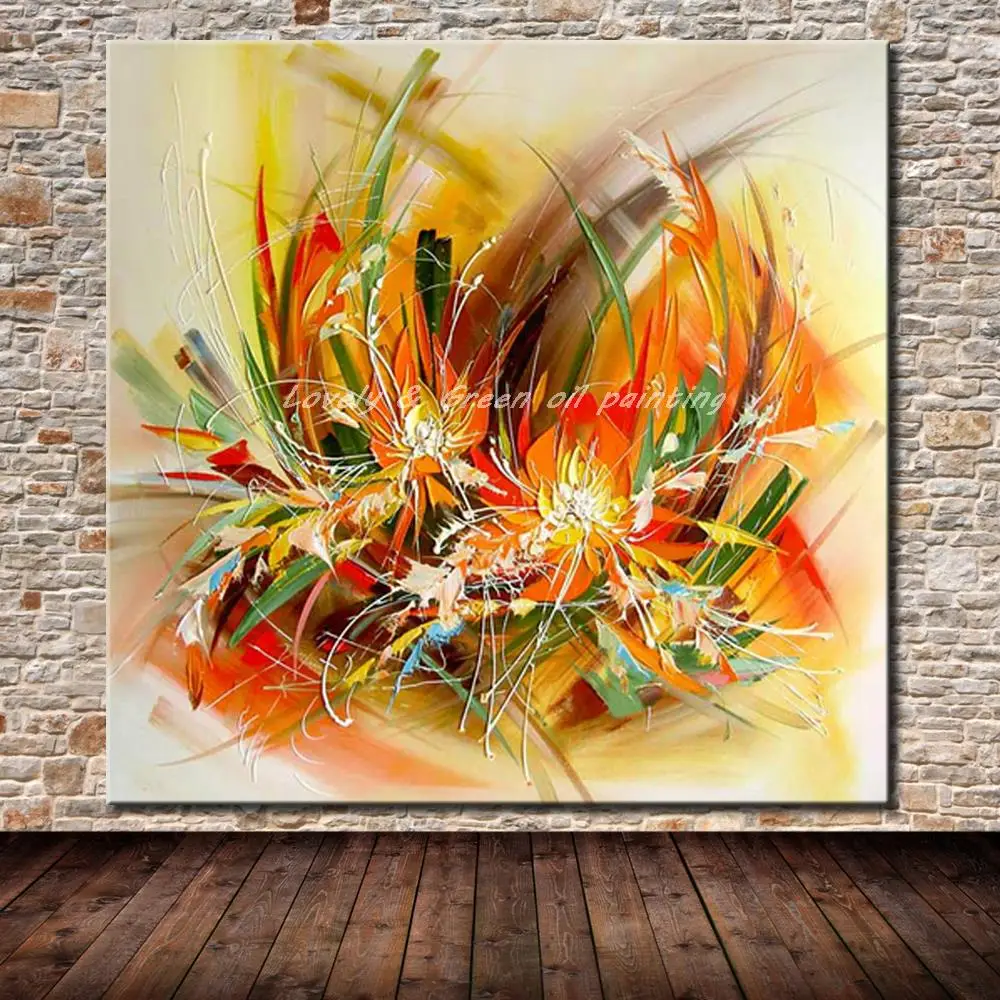 Moderne Künstler Hand bemalt Abstrakte Blumen Ölgemälde Auf Leinwand Wand Malerei Wand Kunst ...