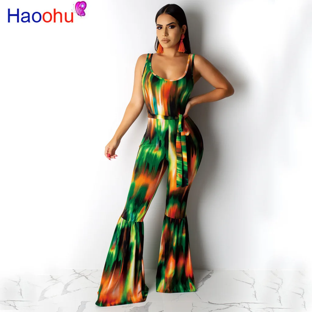 HAOOHU monos Tie Dye para mujer, peto Sexy con Espalda descubierta ...