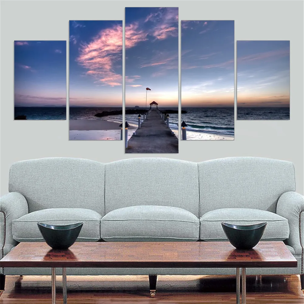 Sunset Abstract Oil Paintings Seascape Wall Picture Art Poster Sea view ...