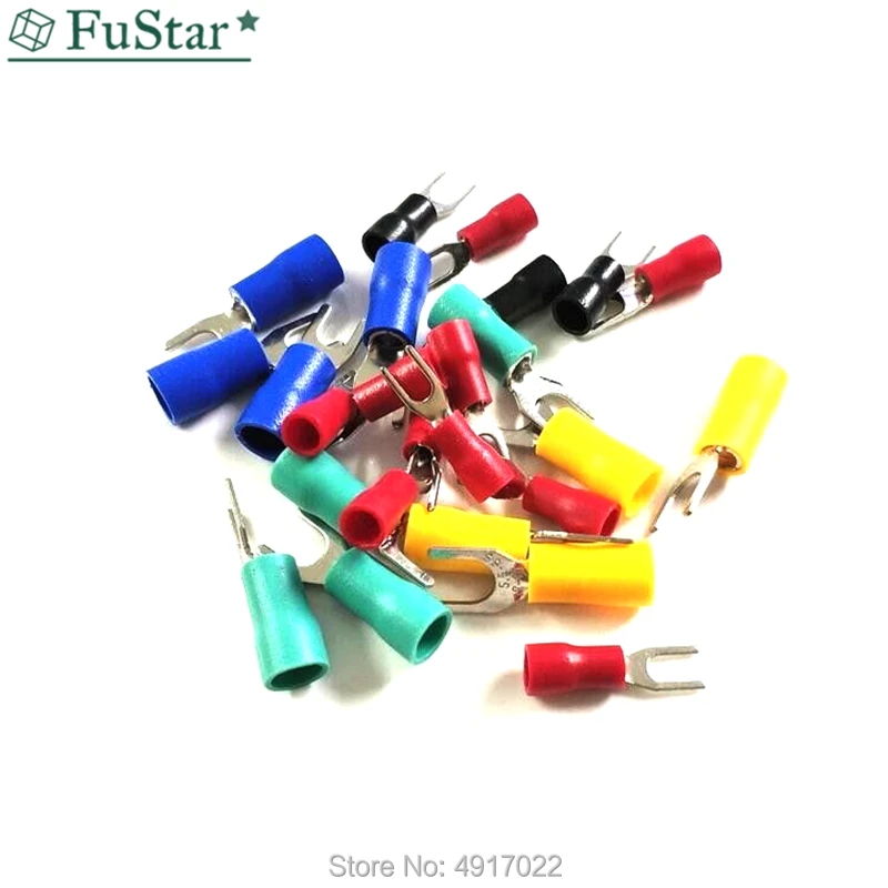 100pcs Sv2-5 Furcate Insulated Wiring Terminals Cable Wire Connector ...