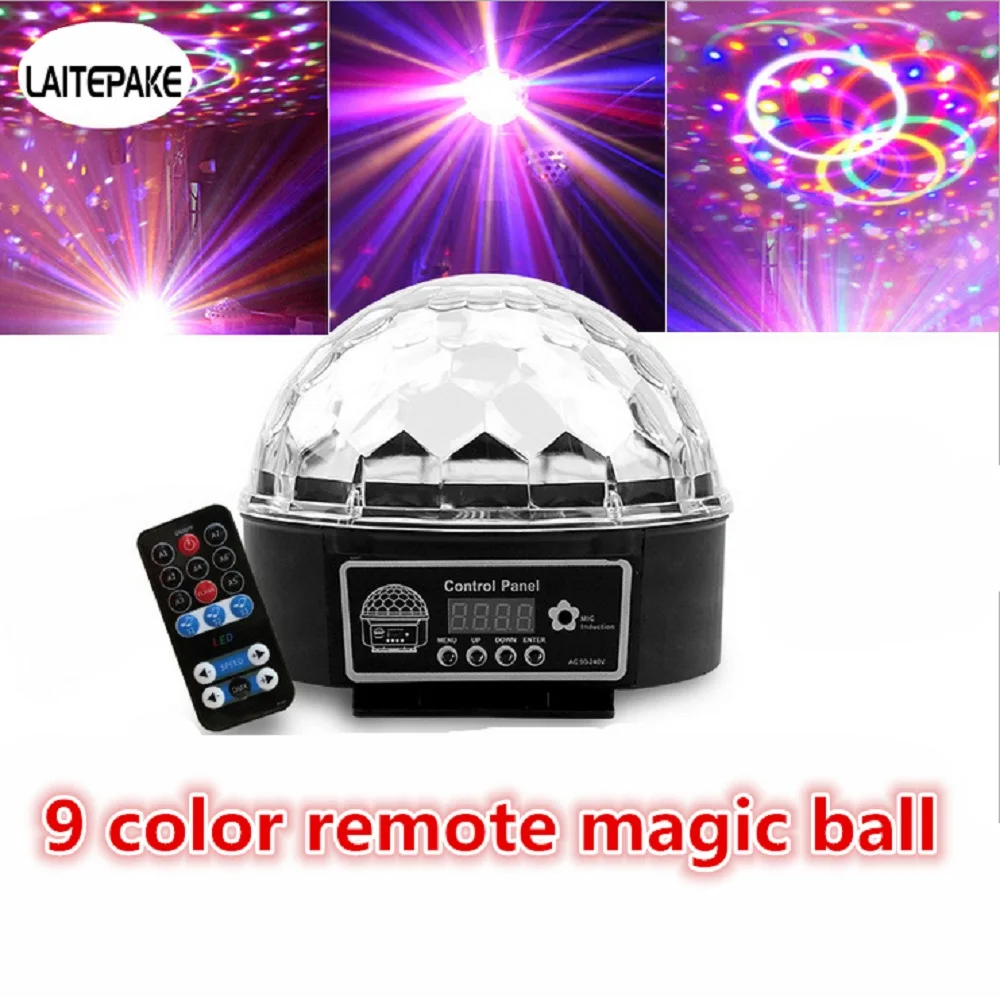 LED Crystal Magic Ball Lights Sound Control 9 Color Digital Crystal ...