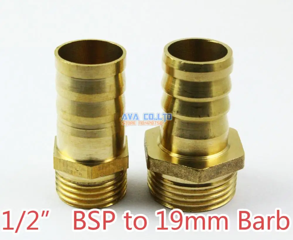 5 Pieces Brass Male 1/2" Bsp To 19mm Barb Hose Tail Fitting Fuel Air ...