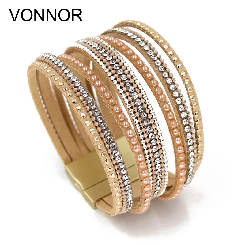 Vonnor wrap pulseiras femininas multicamadas de veludo corda pulseira ...