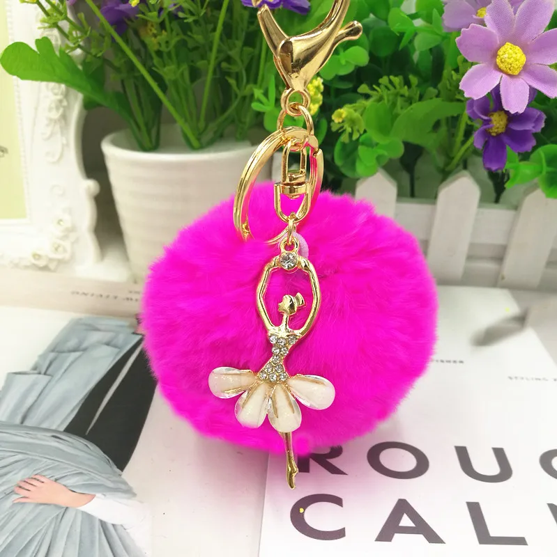 High Quality Bunny Fur Keychain Nature Rabbit Fur Ball Key Chain Ballet ...