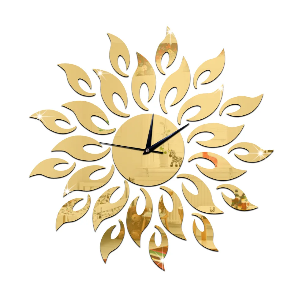 Lovinland Mirror Sun Acrylic Wall Clocks 3D Home Decor Diy Crystal ...