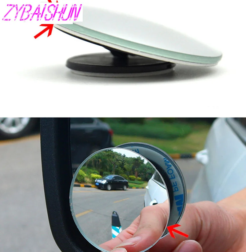 2pcs 360 degree frameless small round mirror rear view blind spot glass ...