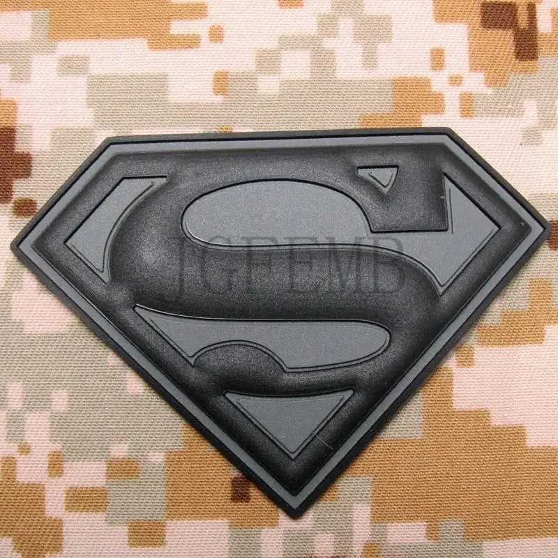 Grey Background Black Design The Avengers Super Hero Superman Logo Tactical Morale 3d Pvc Patch ...