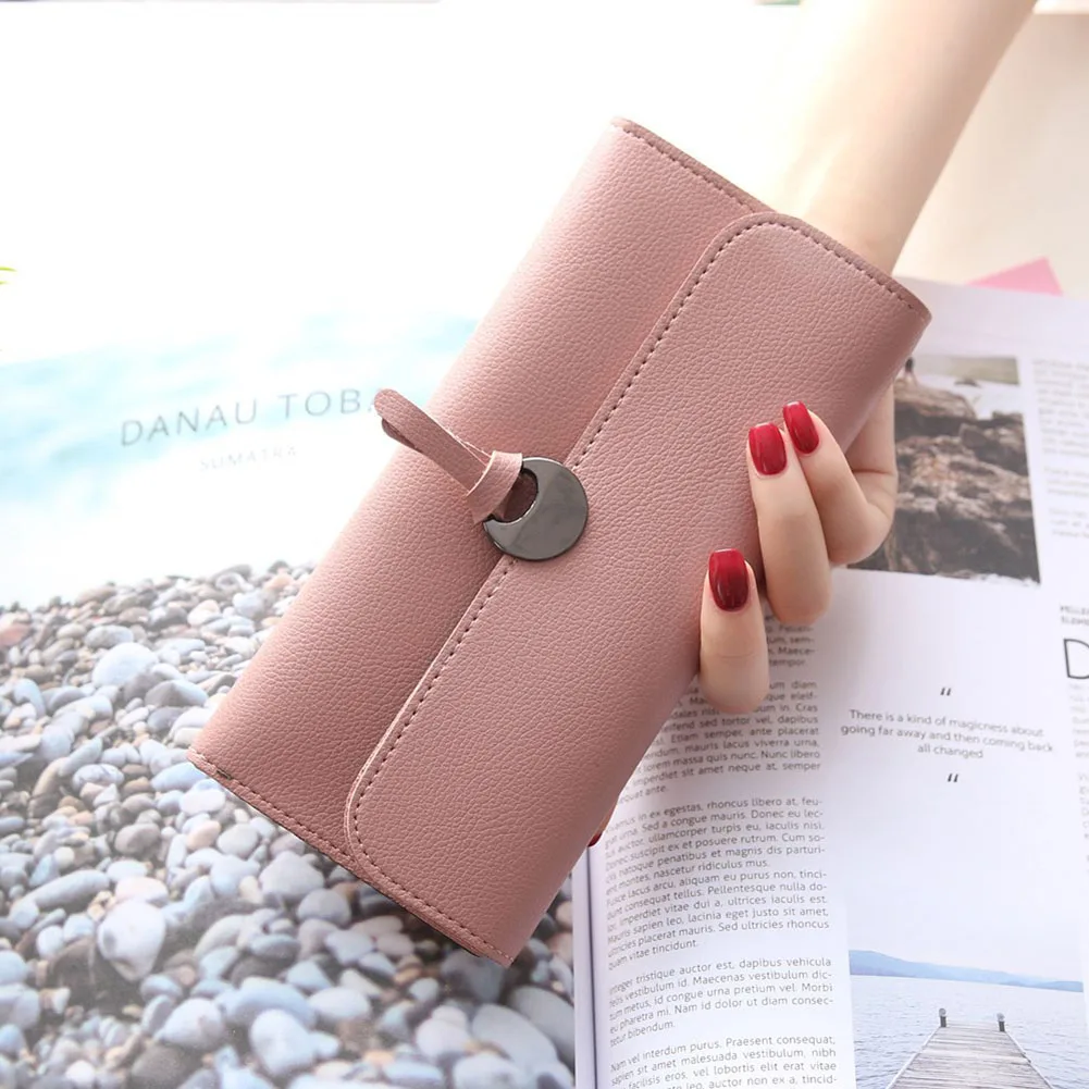 Women Wallets Long Pu Leather Fashion Hasp Coin Purse Phone Bag Pink ...