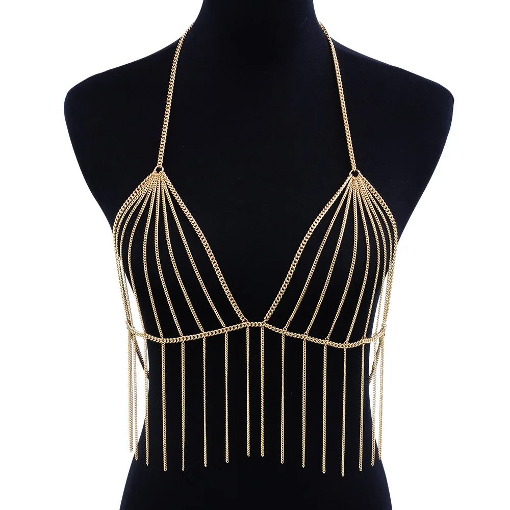 Fashion Long Tassel Bra Chain Sexy Harness Bikini Body Chain Women