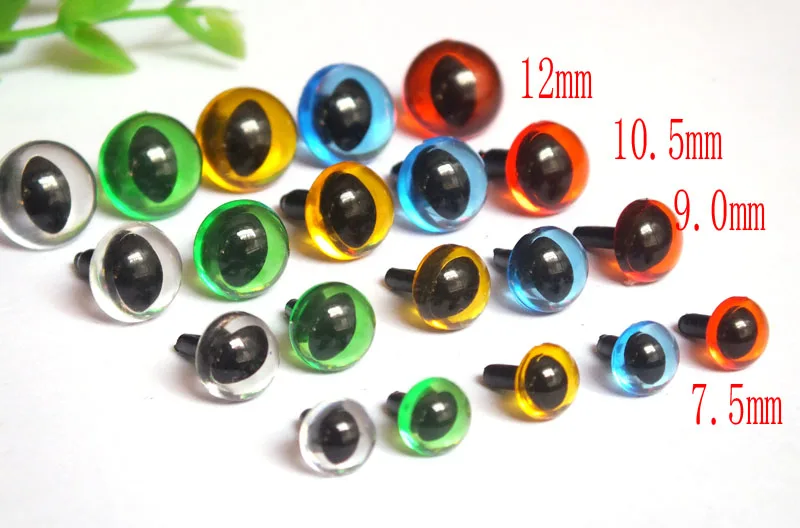 7.5mm-12mm Transparent Amigurumi Animals Eyes/ Cat Eyes/ Safety Eyes ...