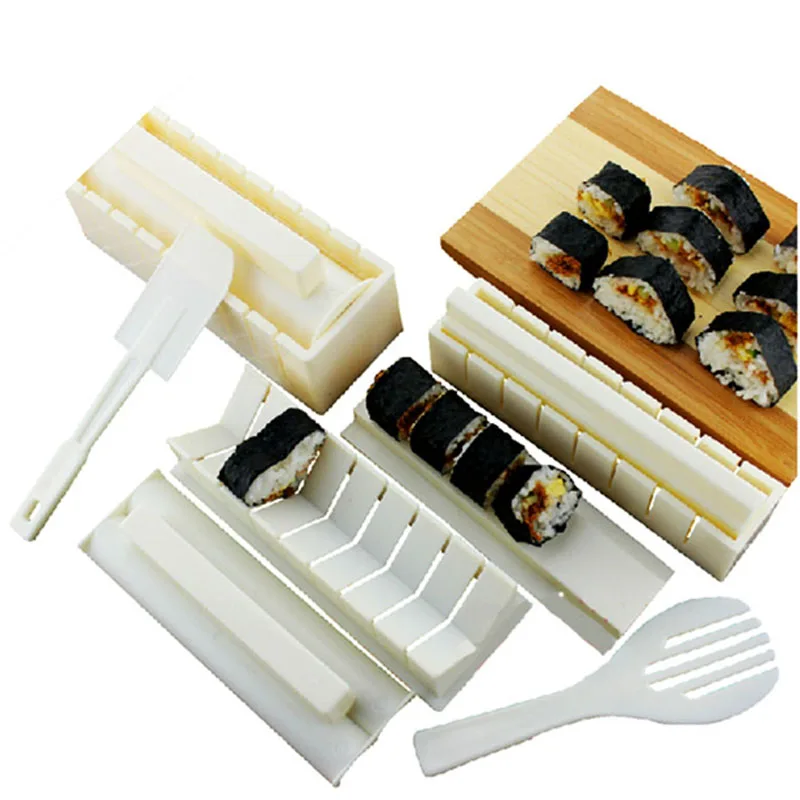 10 Pcs/Set Plastic Sushi Tools Set Bento Tool Sushi Maker Kit Rice Ball ...