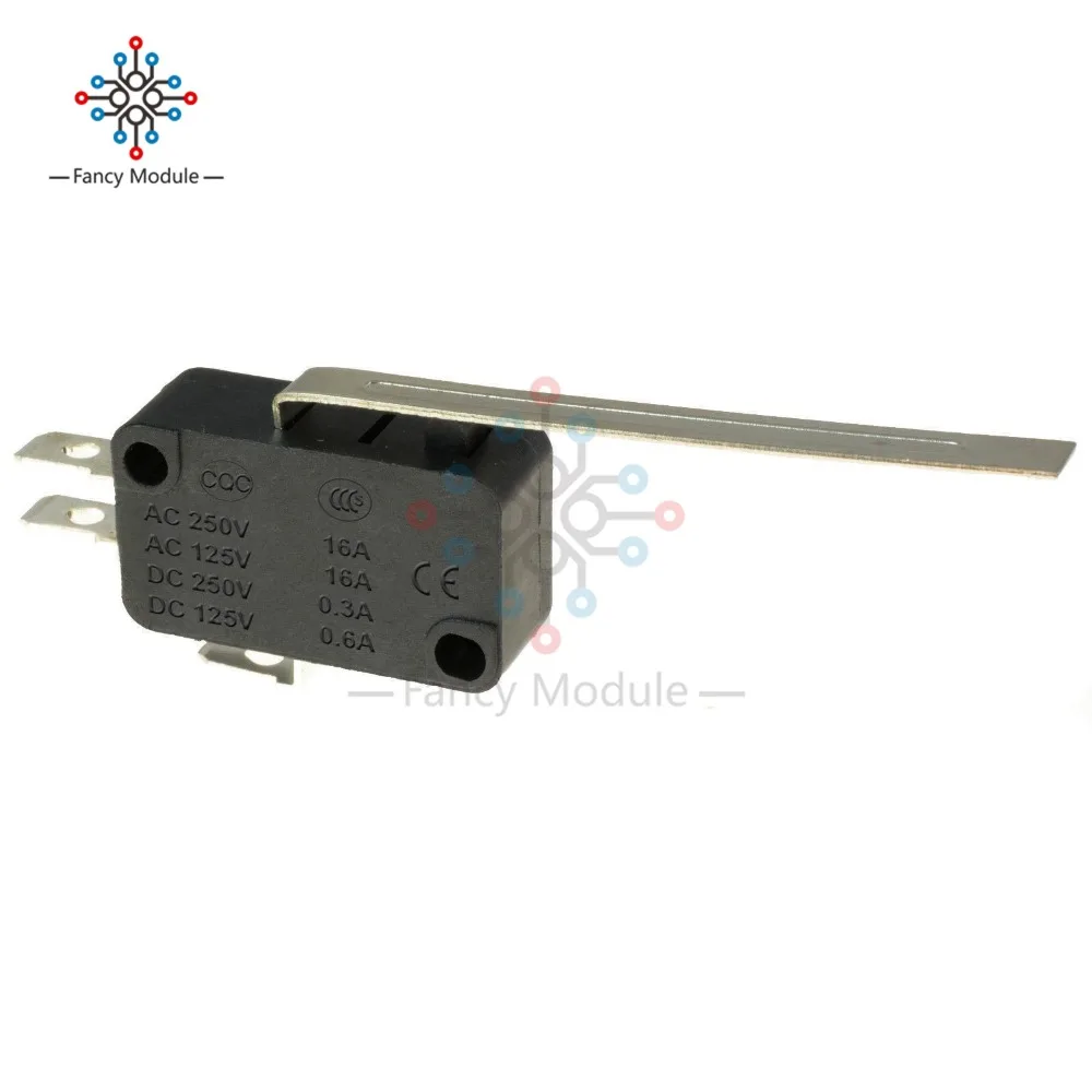 Mini microinterruptor SPDT 16A 250VAC, palanca larga V3 ...