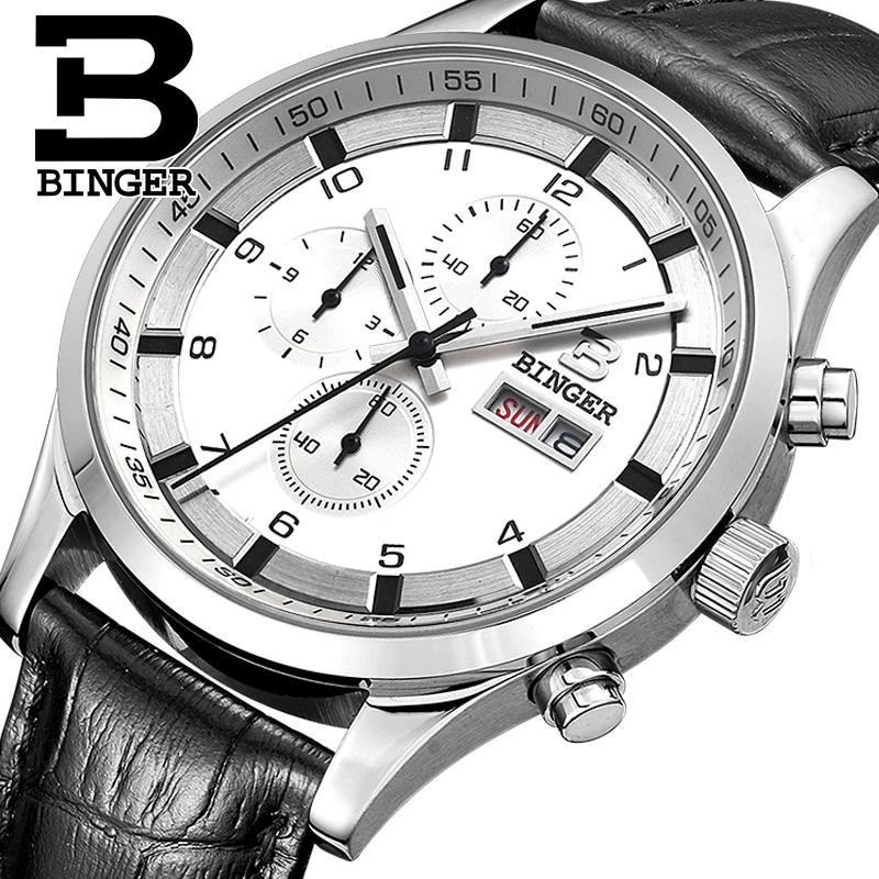 Switzerland Men's Watches Sapphire BINGER Watch Men Brand Luxury Quartz ...