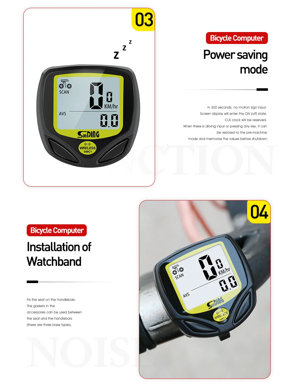 Sunding 548 Speedometer Function Waterproof Bicycle Computer Odometer ...