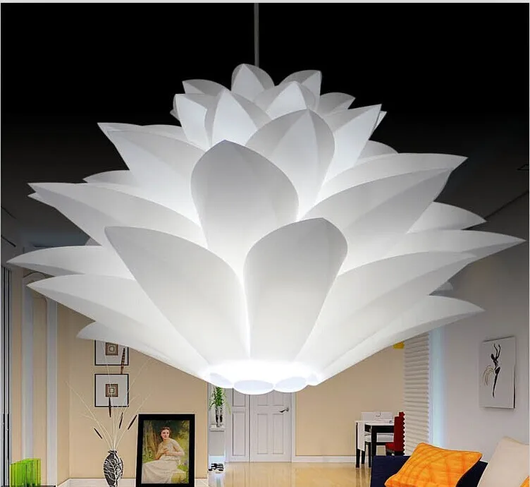 Lirio moderno flores luces colgantes PVC 48 CM Lotus forma DIY pantalla ...