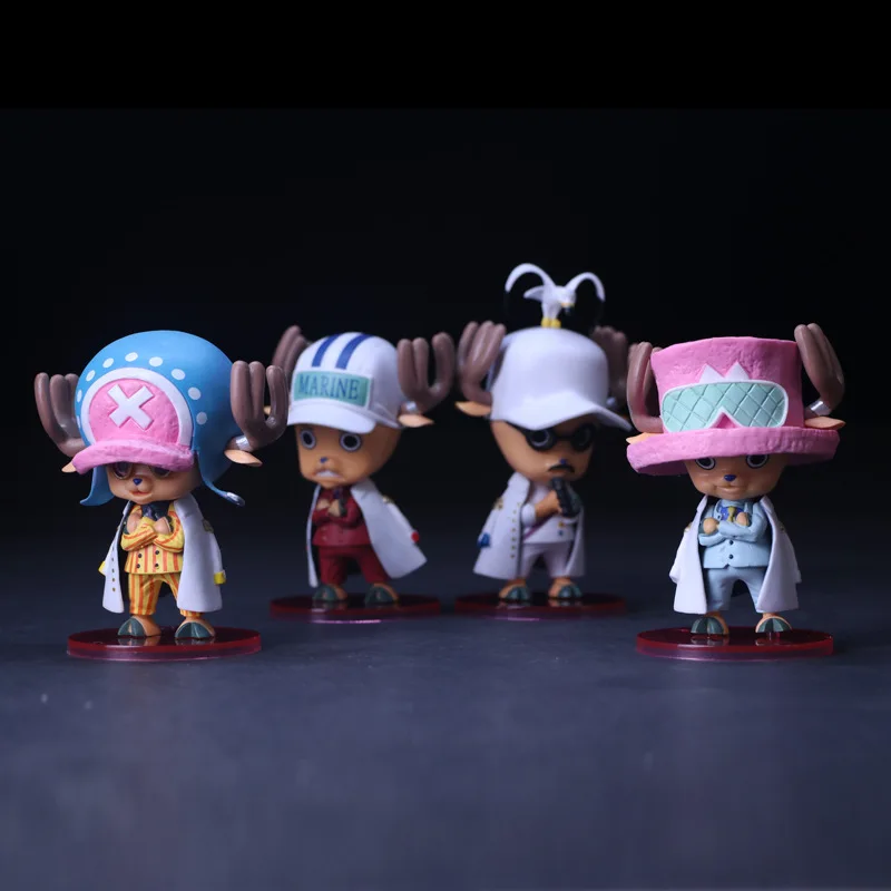 4Pcs/lot One Piece COS Tony Tony Chopper Figure ( Navy Version ) Japan ...
