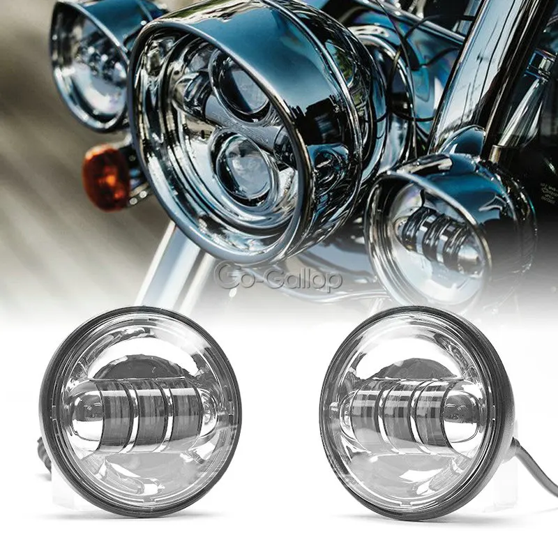 Motorcycle-4-5-Chrome-LED-Auxiliary-Fog-Passing-Lights-For-Harley ...