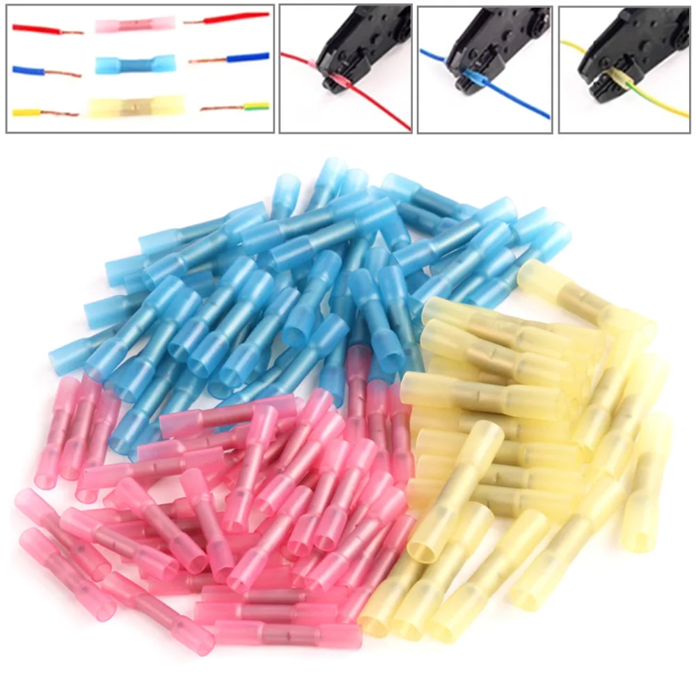 100 Heat Shrink Butt Wire Crimp Connectors Electrical