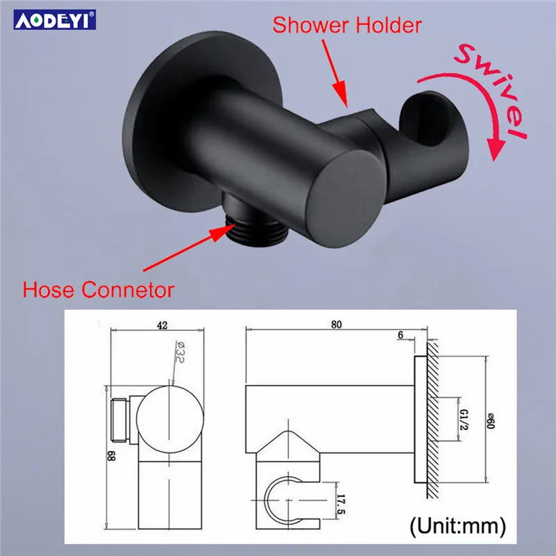 Shower Head Holder Bracket Hand Shower Connector Wall Outlet Elbow ...