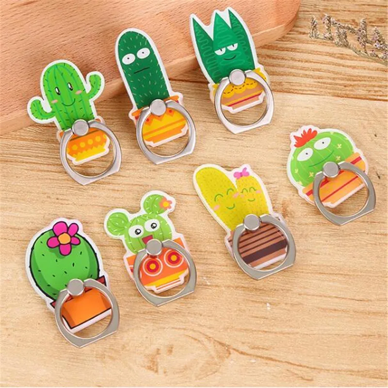 *uvr 360 Degree Cactus Aloe Potted Plant Finger Ring Smartphone Stand ...