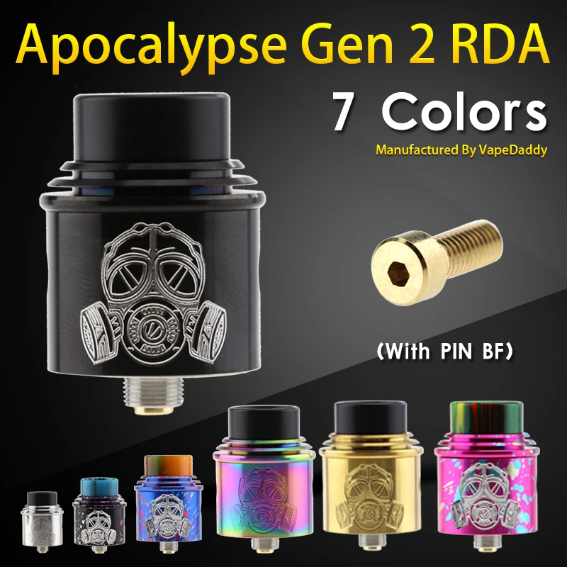 VapeDaddy Apocalypse Gen 2 RDA Atomizer 24MM BF RDA With Wide Bore Drip ...