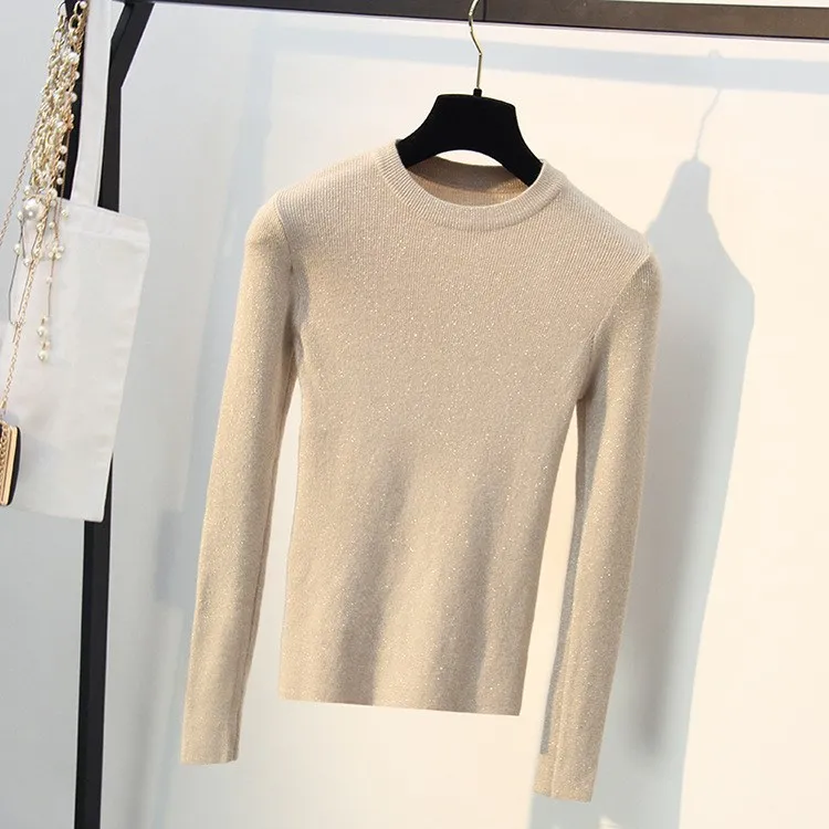 Fashion Women O Neck Knitted Tops Casual 2019 New Spring Solid Shiny ...