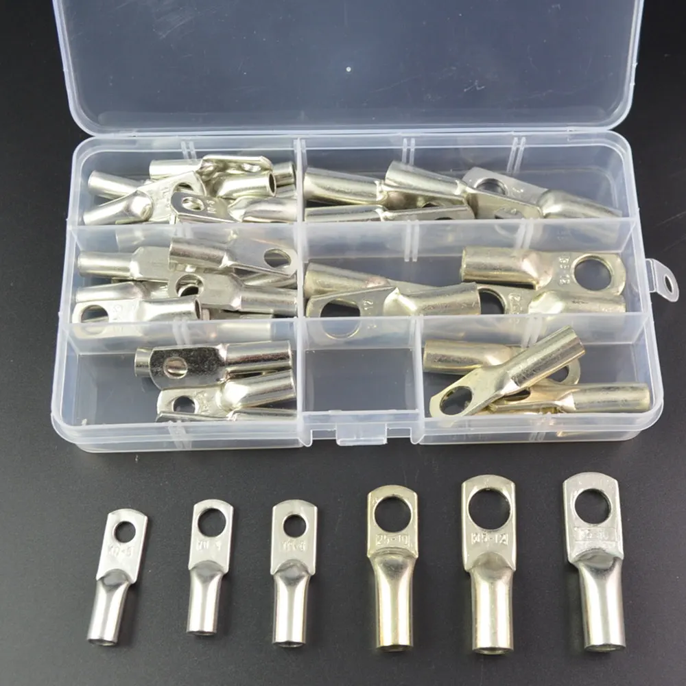 40pcs-JG-Bolt-Hole-Tinned-Copper-Cable-lugs-Battery-Terminals-set-Wire ...
