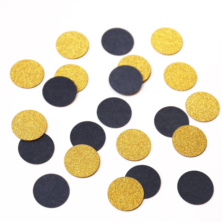 Confeti negro y dorado, confeti circular, decoración de ducha nupcial ...